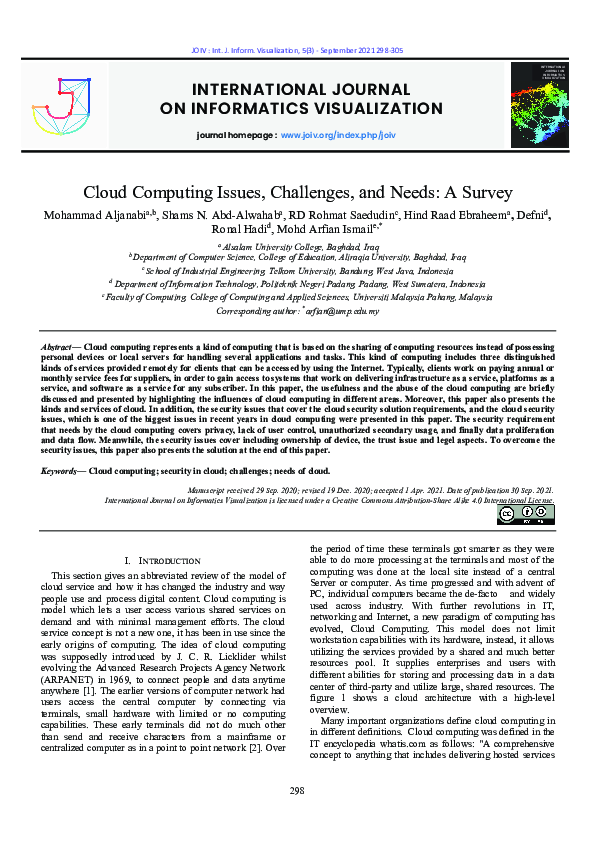 (PDF) Cloud Computing Issues, Challenges, and Needs: A Survey