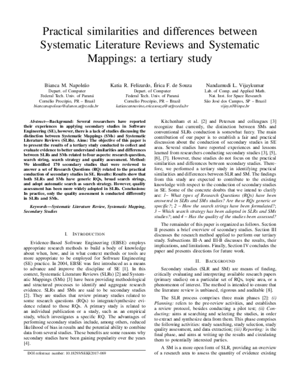 (PDF) Practical similarities and differences between Systematic ...