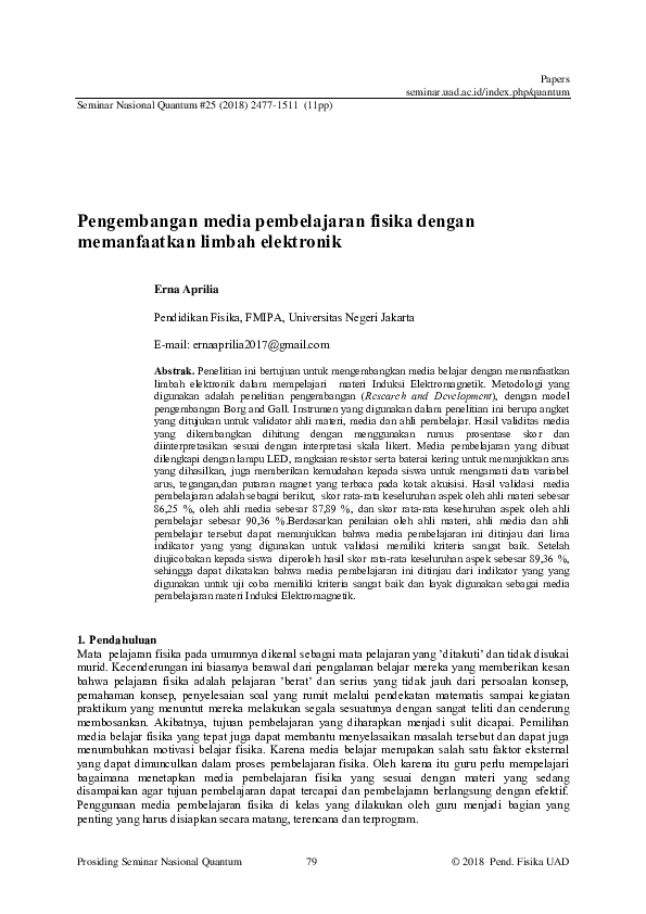 (PDF) Pengembangan media pembelajaran fisika dengan memanfaatkan limbah elektronik