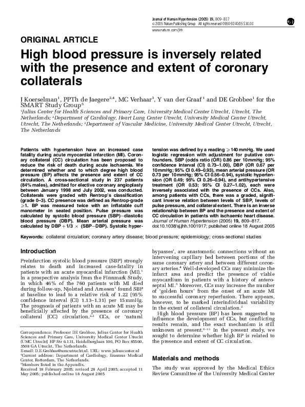 (PDF) High blood pressure is inversely related with the presence and ...