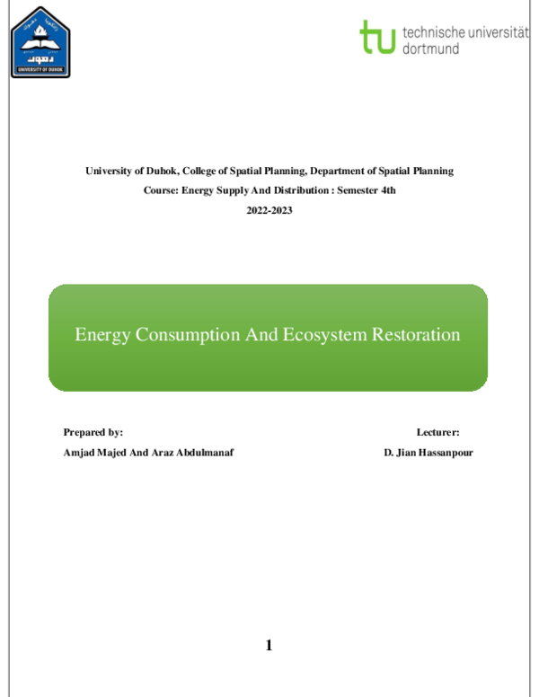 (PDF) Energy consumption and Ecosystem Restoration