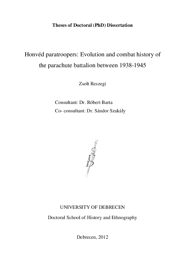 (PDF) Honvéd paratroopers: Evolution and Combat History of the ...