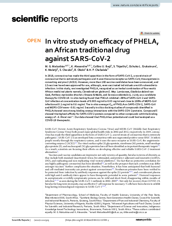 (PDF) In vitro study on efficacy of PHELA, an African traditional drug ...