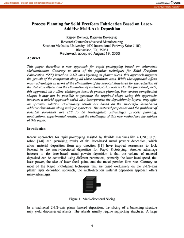 (PDF) Process Planning for Solid Freeform Fabrication Based on Laser ...
