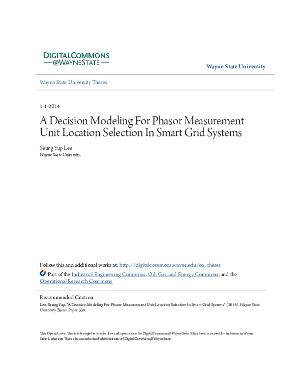 (PDF) A decision modeling for phasor measurement unit location ...