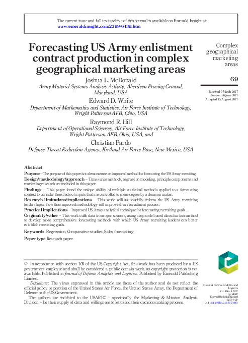(PDF) Forecasting US Army enlistment contract production in complex ...