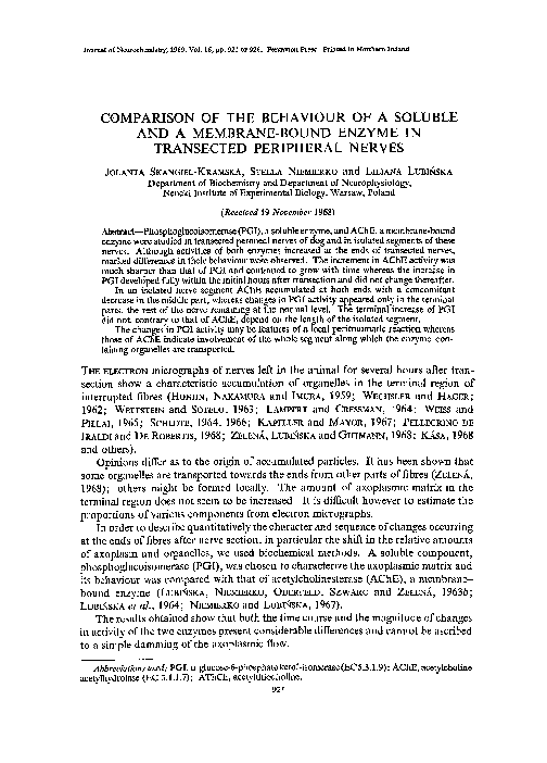 (PDF) Comparison of the Behaviour of a Soluble and a Membrane-Bound ...