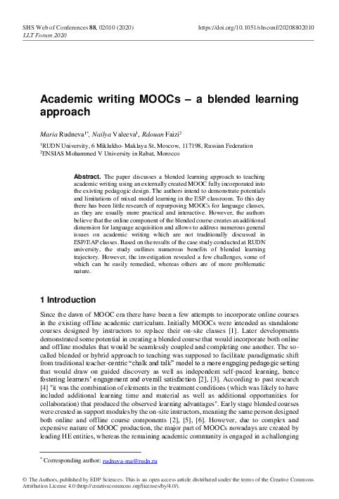 (PDF) Academic writing MOOCs – a blended learning approach