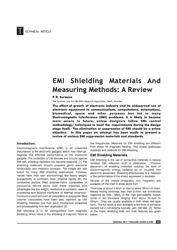 (PDF) EMI shielding materials and measuring methods- A review