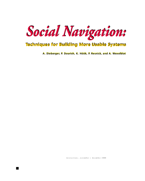 (PDF) Social navigation