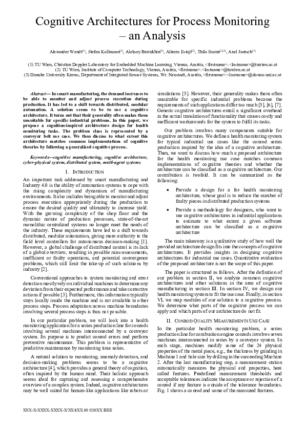 (PDF) Cognitive Architectures for Process Monitoring - an Analysis