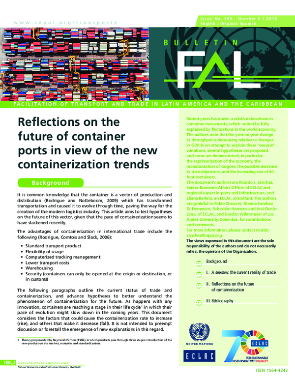 (PDF) Reflections on the future of container ports in view of the new ...