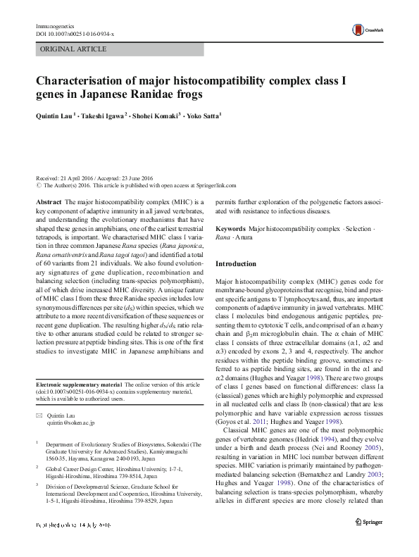 (PDF) Characterisation of major histocompatibility complex class II ...