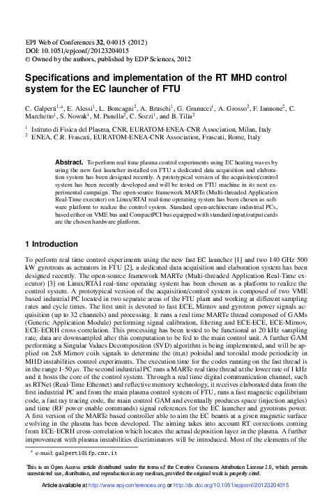 (PDF) Specifications and implementation of the RT MHD control system ...