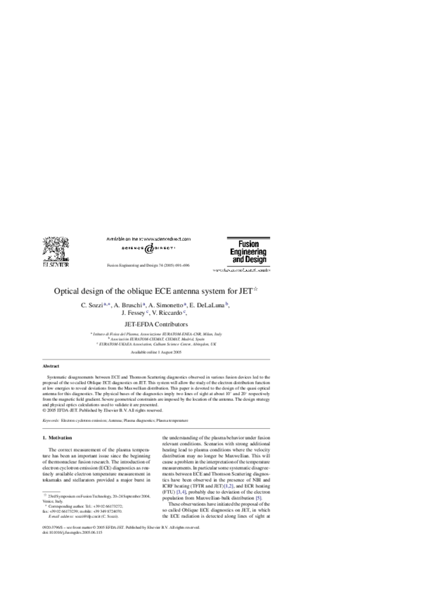 (PDF) Optical design of the oblique ECE antenna system for JET