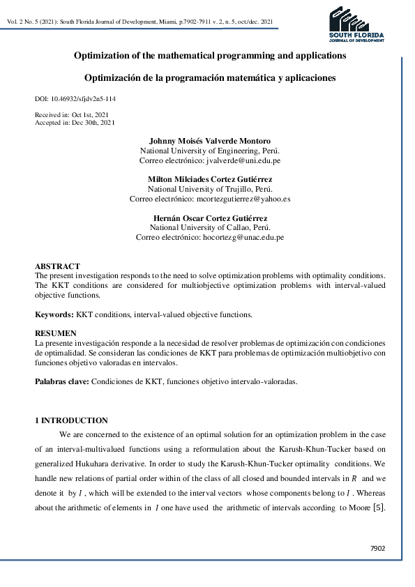 Pdf Optimization Of The Mathematical Programming And Applications