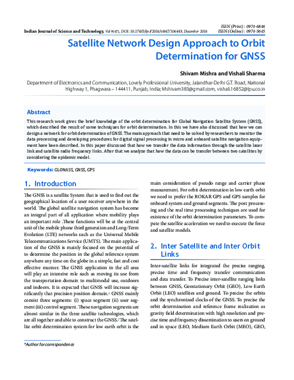 Pdf Satellite Network Design Approach To Orbit Determination For Gnss