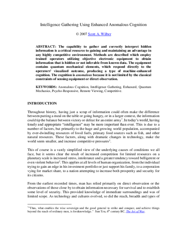(PDF) Intelligence Gathering Using Enhanced Anomalous Cognition