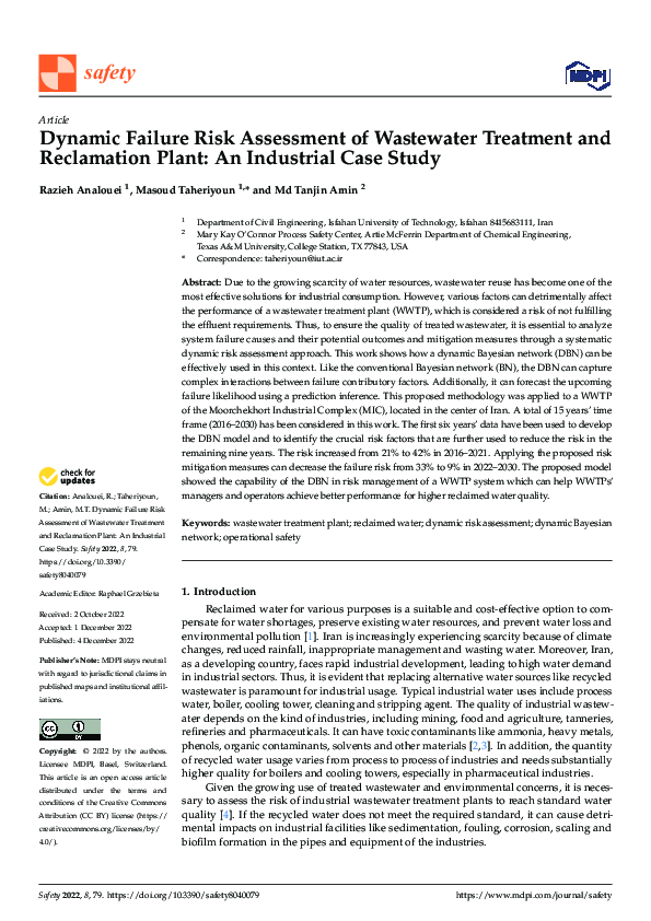 (PDF) Dynamic Failure Risk Assessment of Wastewater Treatment and ...