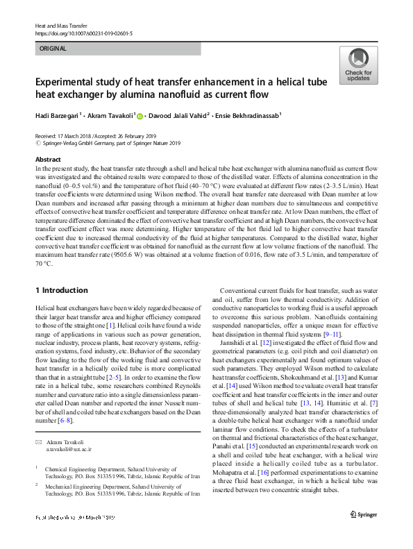 (PDF) Experimental Study of Heat Transfer Enhancement in Solar Tower ...