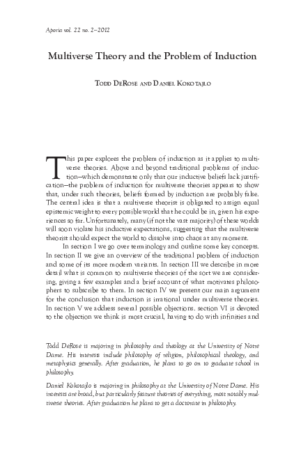 (PDF) Multiverse Theory and the Problem of Induction