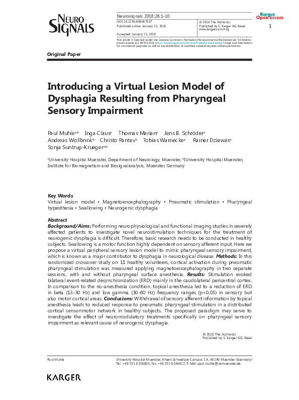 (PDF) Introducing a Virtual Lesion Model of Dysphagia Resulting from ...
