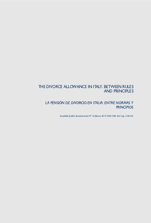 (PDF) The Divorce allowance in Italy, between Rules and Principles