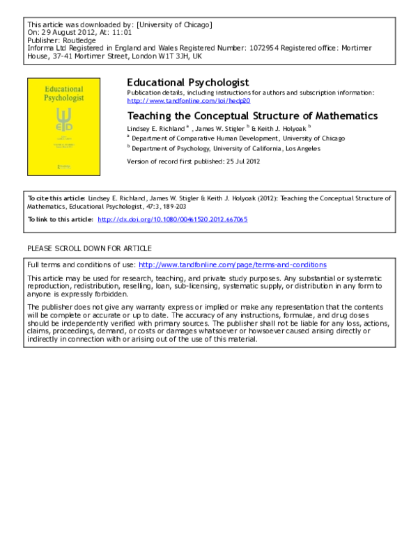 (PDF) Teaching the Conceptual Structure of Mathematics