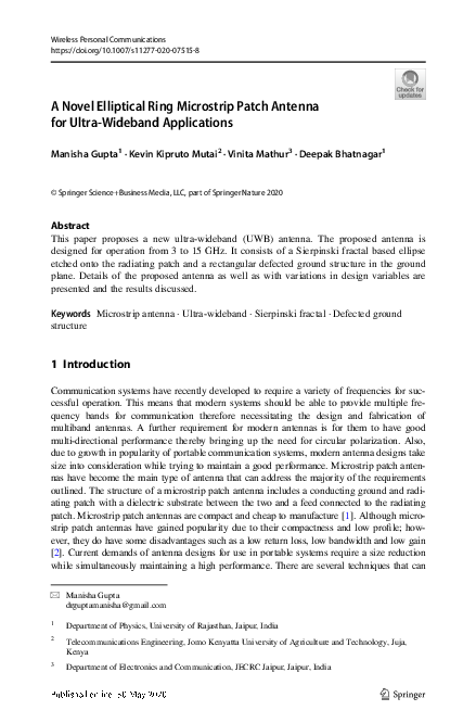 (PDF) A Novel Elliptical Ring Microstrip Patch Antenna for Ultra ...