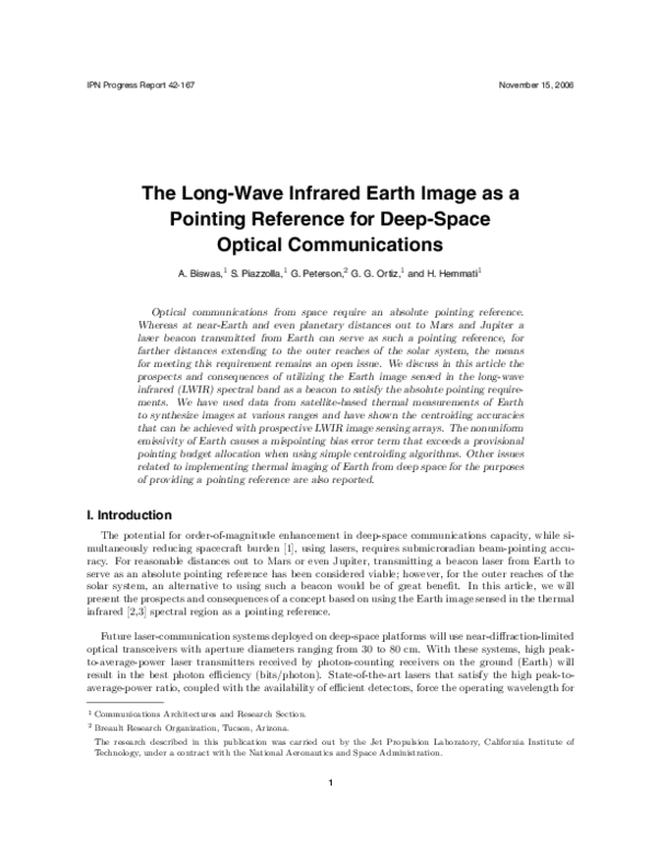 (PDF) The Long-Wave Infrared Earth Image as a Pointing Reference for Deep-Space Optical ...