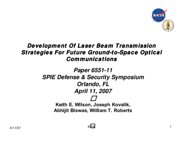 (PDF) Development of laser beam transmission strategies for future ...