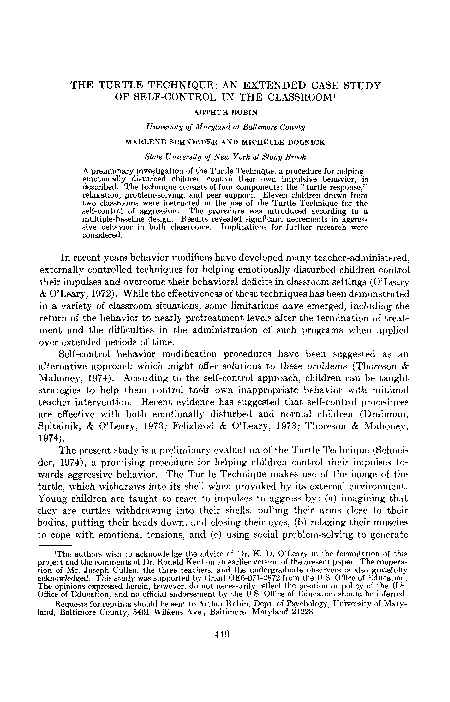 (PDF) The turtle technique: An extended case study of self-control in ...