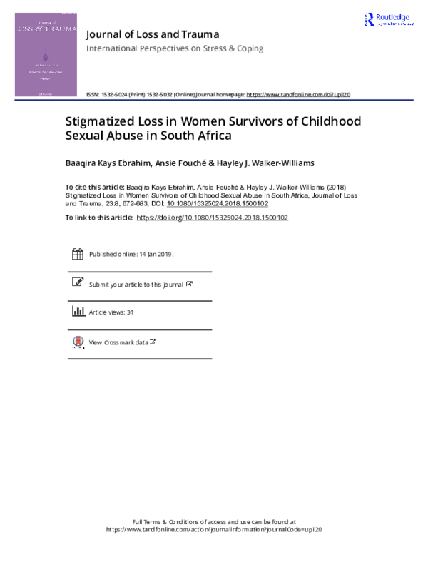 (PDF) Stigmatized Loss in Women Survivors of Childhood Sexual Abuse in ...