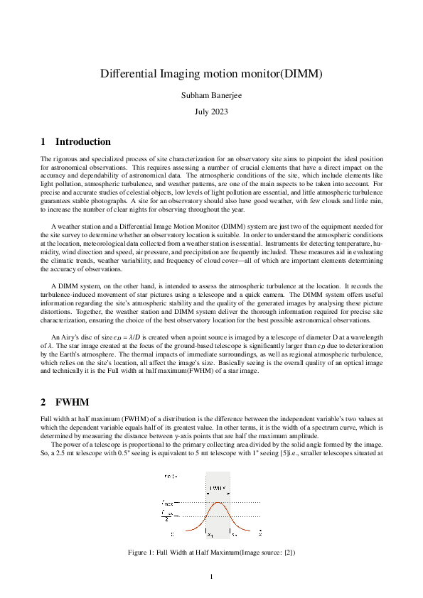 (PDF) Differential Imaging motion monitor(DIMM)