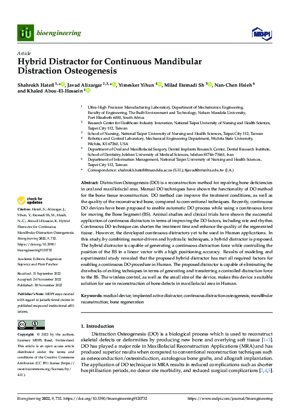 (PDF) Hybrid Distractor for Continuous Mandibular Distraction Osteogenesis