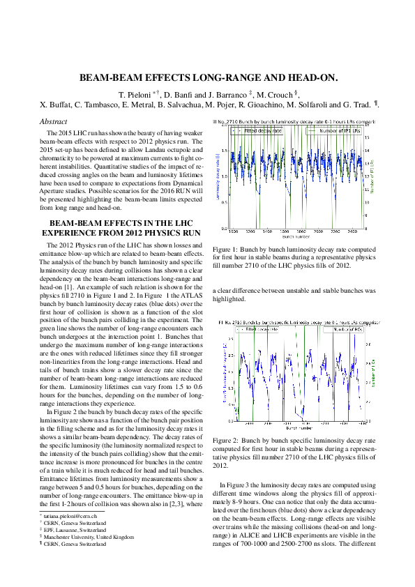 (PDF) Beam-Beam Effects Long-Range and Head-On