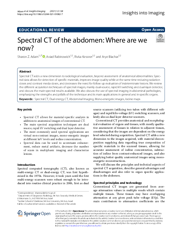 (PDF) Spectral CT of the abdomen: Where are we now?