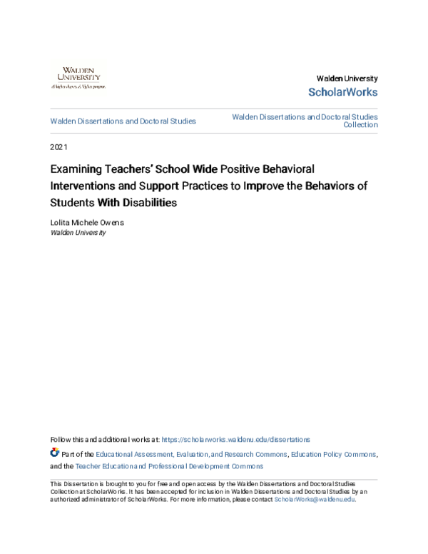 (PDF) Examining Teachers’ School Wide Positive Behavioral Interventions ...