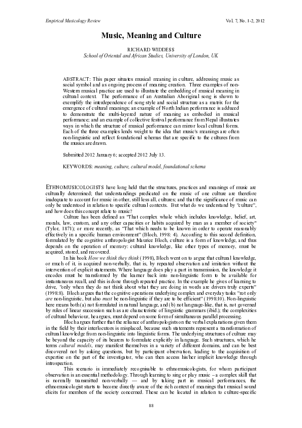 (PDF) Music, Meaning and Culture