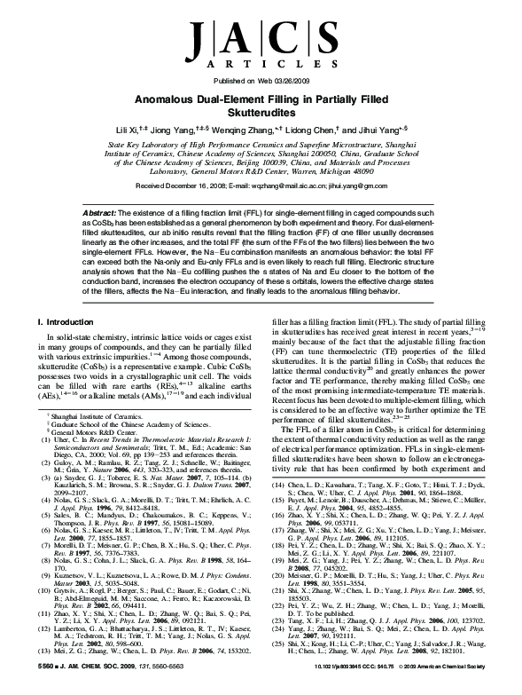 (PDF) Anomalous Dual-Element Filling in Partially Filled Skutterudites