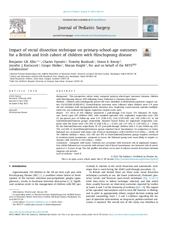 (PDF) Impact of rectal dissection technique on primary-school-age ...