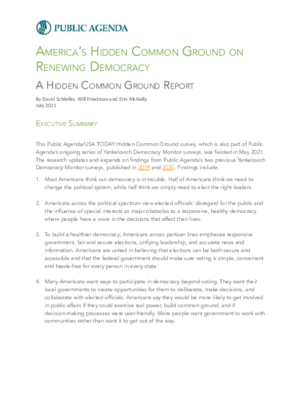 (PDF) Americas Hidden Common Ground on Renewing Democracy | David ...
