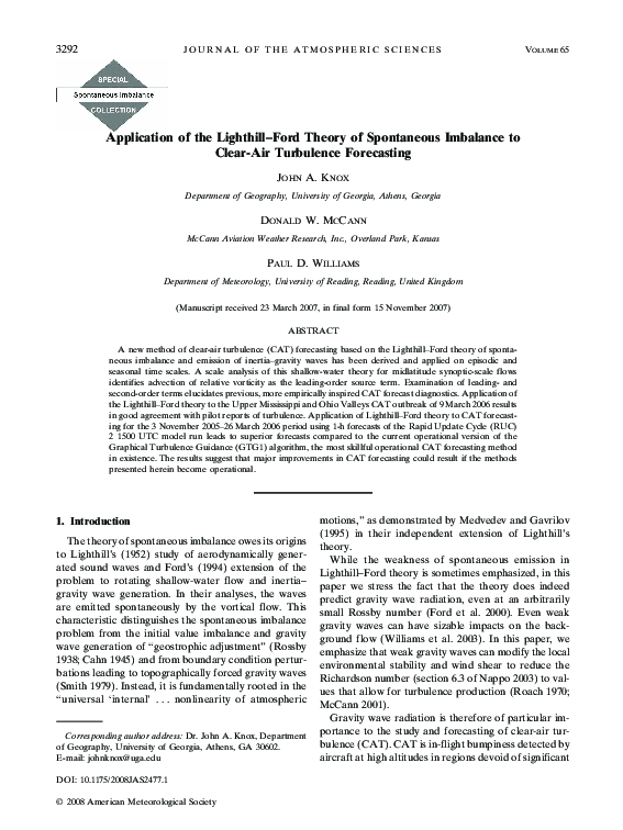 (PDF) Application of the Lighthill–Ford Theory of Spontaneous Imbalance ...