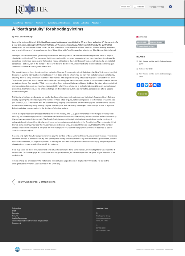 (PDF) A "Death Gratuity" for Shooting Victims