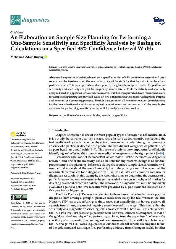(PDF) An Elaboration on Sample Size Planning for Performing a One-Sample Sensitivity and ...