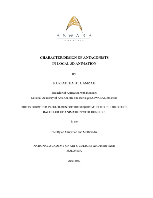 (PDF) CHARACTER DESIGN OF ANTAGONISTS IN LOCAL 3D ANIMATION