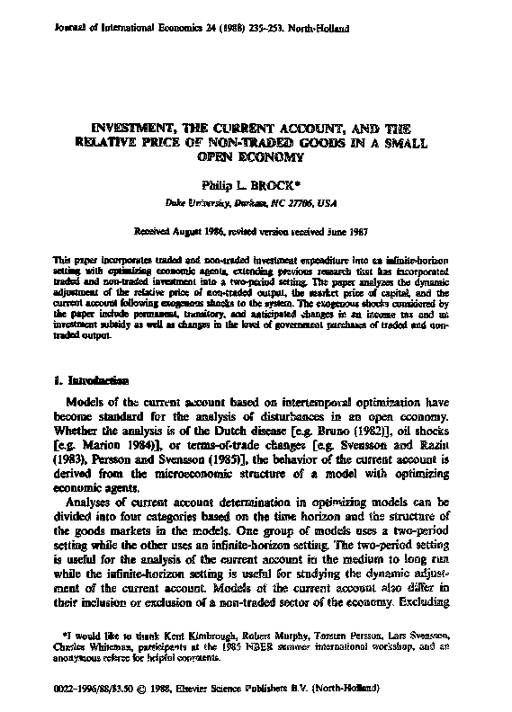 (PDF) Investment, the current account, and the relative price of non ...