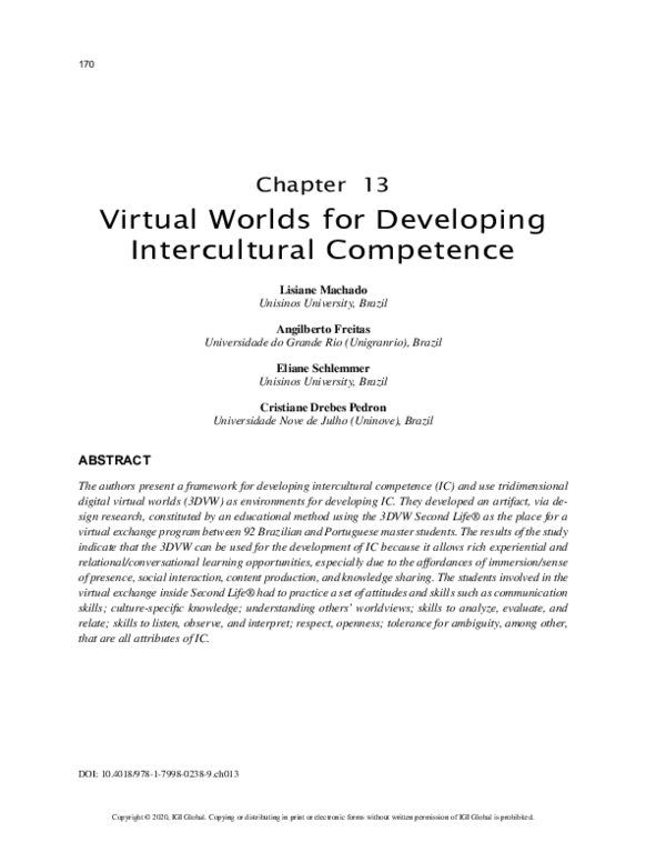 (PDF) Virtual Worlds for Developing Intercultural Competence