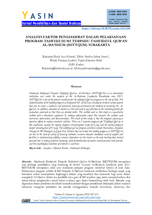 (PDF) Analisis Faktor Penghambat dalam Pelaksanaan Program Tahfidz di ...