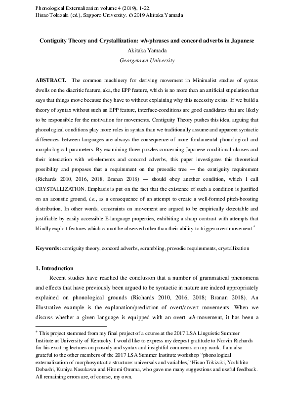 (PDF) Contiguity Theory and Crystallization: wh-phrases and concord ...